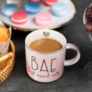 Aunt Gifts from Niece, Nephew - BAE Best Aunt Ever - Funny Gift for Aunts - Best Aunt Ever Gifts for Birthday, Christmas - Great Auntie Gifts - Cute Favorite Aunt Mug, Ceramic 11.5oz Coffee Cup