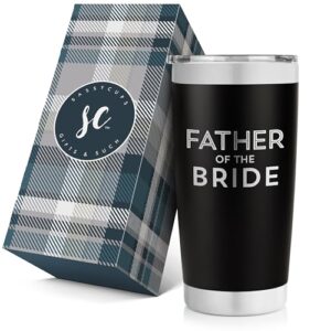 sassycups father of the bride stainless steel vacuum insulated tumbler cup with lid and straw - gift for dad, bride, bridal shower, wedding, engagement party - travel tumbler bride's dad gift -