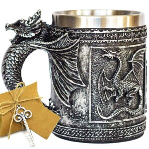 medieval got dragon d&d game mug of thrones merchandise beer steins viking tankard mug stainless coffee cup gift mug for dragon collector, themed party decoration