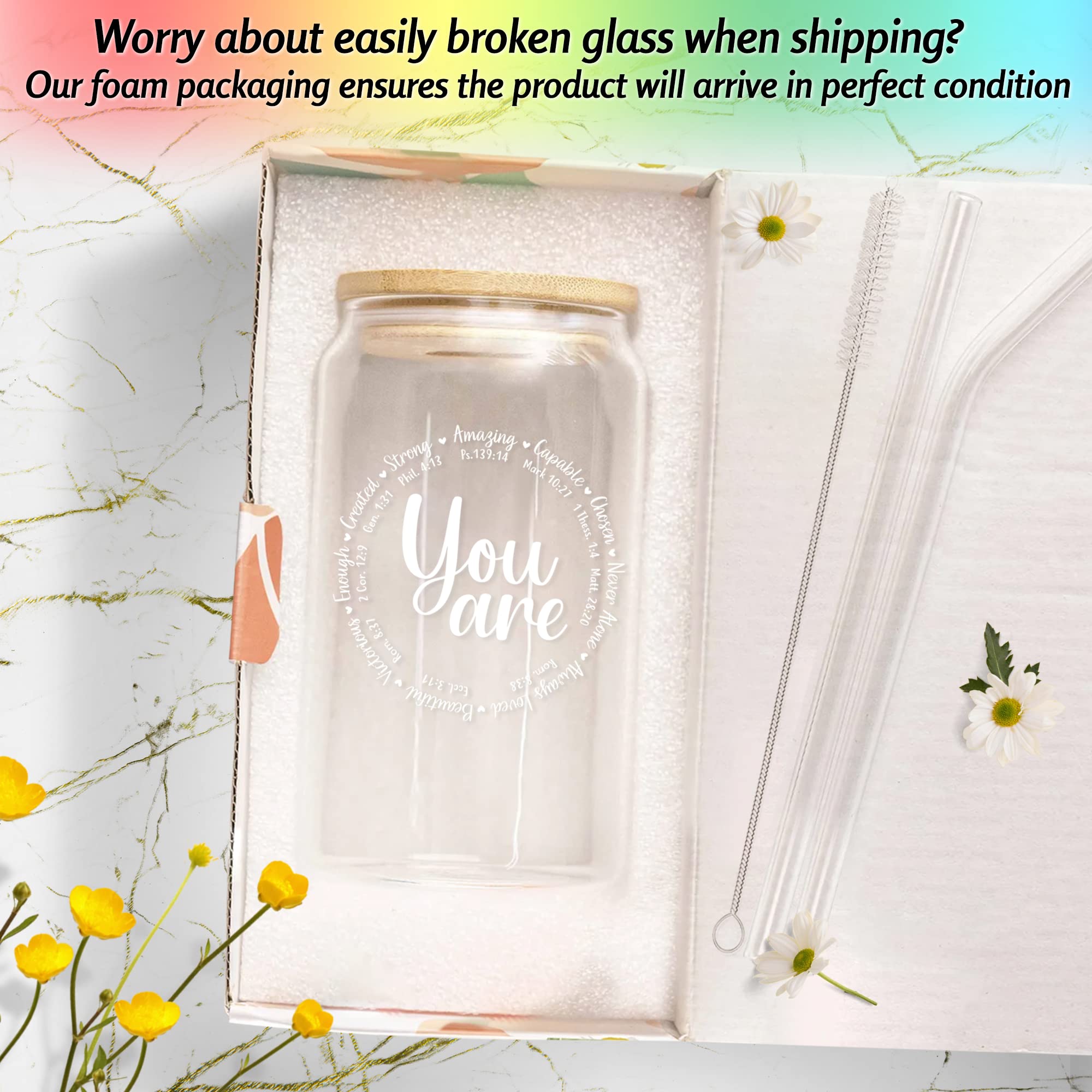 88FERMION Christian Gifts for Women, Inspirational Gifts for Women, Spiritual Gifts for Women, Birthday, Best friend, Catholic, Motivational, Religious Gifts for Women, 16 Oz Coffee Glass