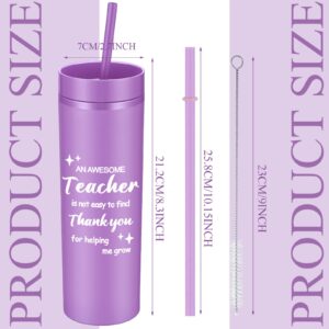 12 Pack Teacher Appreciation Gifts for Teachers Skinny Tumblers 16oz Matte Pastel Colored Acrylic Tumblers with Lids and Straws Thank You Gifts for Grad Teachers Day Birthday (Bright Colors, 12 Pack)