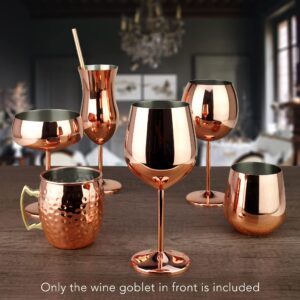 PG Copper/Rose Gold Stem Stainless Steel Wine Glass Set 4-18.5 oz