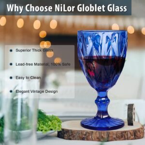 Blue Glasses Goblets, Drinkware 12 Ounce Water Glasses Wine Glasses Set of 6.Great for Party,Wedding