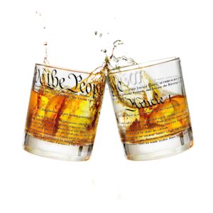 greenline goods whiskey glasses – united states constitution we the people (set of 2) - 10 oz tumblers - american us patriotic gift set - old fashioned cocktail glasses