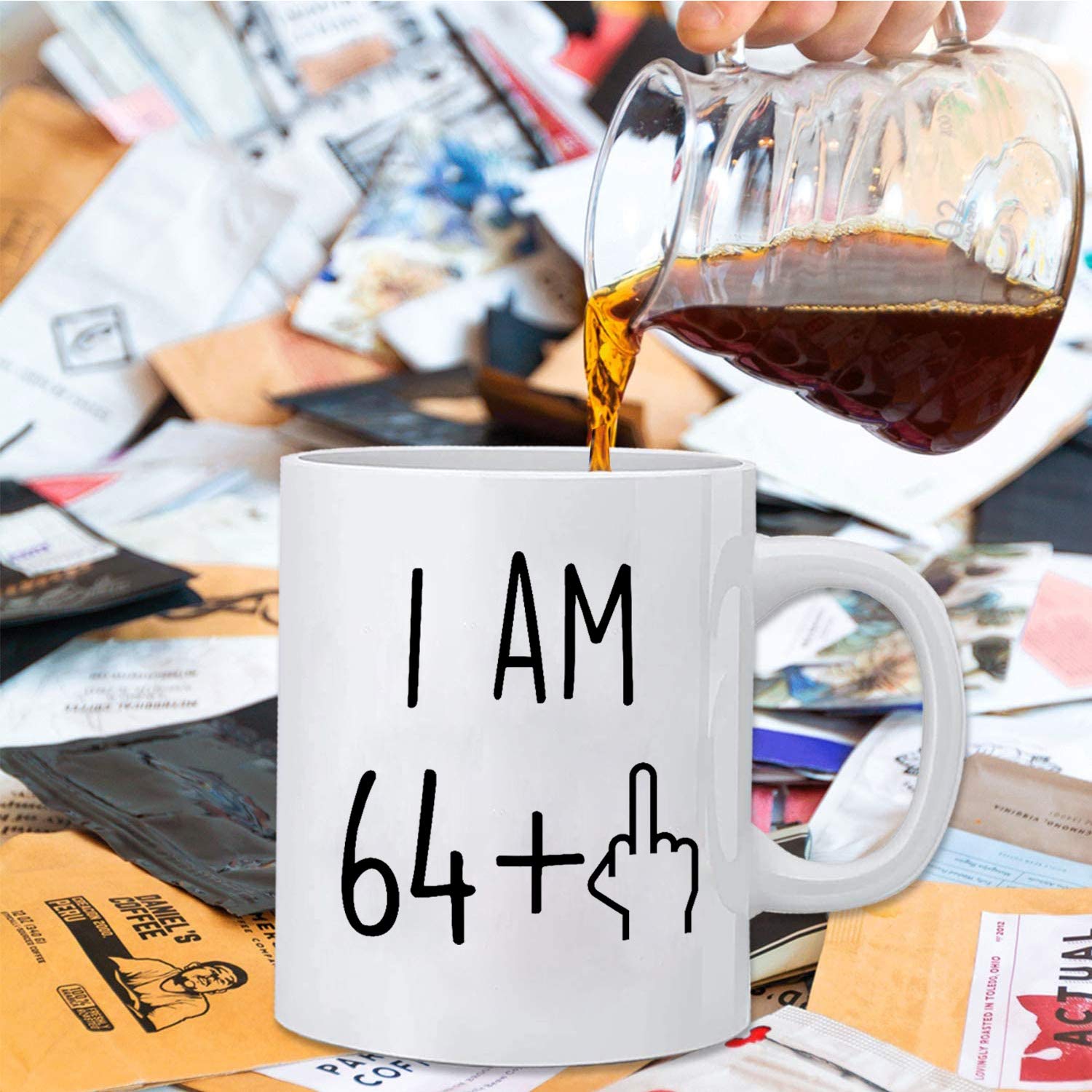 Kwieema Funny 1958 65th Birthday mug for Women and Men Ceramic Coffee Mugs Anniversary for Him, Her, Husband or Wife - Sixty-Five Years Old Gag Party Cup Idea Adult Mugs for Mom, Dad