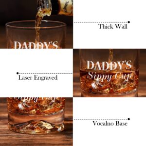 Gifts for Dad Men Valentines Day, Daddy's Sippy Cup Whiskey Glass, Funny Birthday Gag Dad Husband Gifts Ideas from Daughter Son Kids, Stocking Stuffers, Bourbon Scotch Gifts for Expecting Father