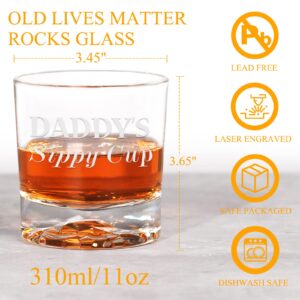 Gifts for Dad Men Valentines Day, Daddy's Sippy Cup Whiskey Glass, Funny Birthday Gag Dad Husband Gifts Ideas from Daughter Son Kids, Stocking Stuffers, Bourbon Scotch Gifts for Expecting Father