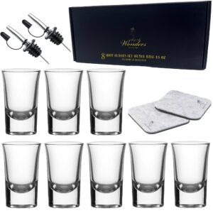 a&a wonders 1.5 oz shot glasses set of 8 with heavy base - shot glass set, weighted shotglass - for vodka tequila shot glasses gift box