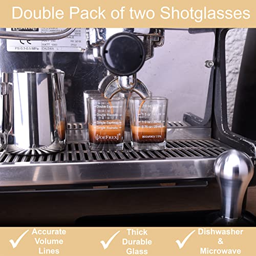 [JOEFREX] Espresso Shot Glasses - 2 Pack - espresso shot glass measure - 2oz - Espresso shot glasses set of 2 - Espresso shot glasses barista - espresso glasses set of 2 (2 Pack)