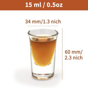 Supwinnet Shot Glasses Set 24pcs 0.5oz/15ml Mini Shot Glasses with Tray Holder Organizer Thick Base Clear Glass Cups Glassware for Party Club Bar Spirit Tasting Tool Set of 24