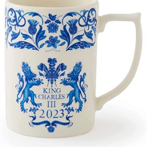 Portmeirion Home & Gifts Spode King Charles III Coronation Single Mug 340ml Blue & White Pattern UK Made