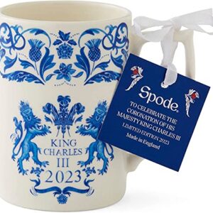 Portmeirion Home & Gifts Spode King Charles III Coronation Single Mug 340ml Blue & White Pattern UK Made