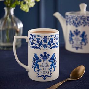 Portmeirion Home & Gifts Spode King Charles III Coronation Single Mug 340ml Blue & White Pattern UK Made