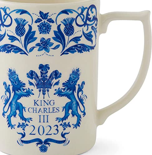 Portmeirion Home & Gifts Spode King Charles III Coronation Single Mug 340ml Blue & White Pattern UK Made