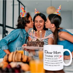 Mothers Day Gifts for Mom from Daughter Son, Dear Mom Mug, 11oz Novelty Funny Coffee Mugs, Christmas Birthday Presents Idea