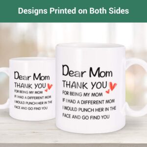 Mothers Day Gifts for Mom from Daughter Son, Dear Mom Mug, 11oz Novelty Funny Coffee Mugs, Christmas Birthday Presents Idea