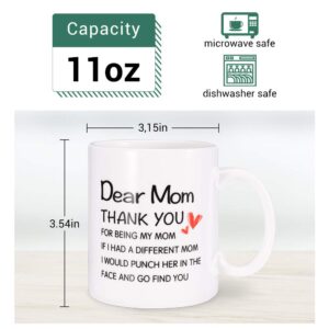 Mothers Day Gifts for Mom from Daughter Son, Dear Mom Mug, 11oz Novelty Funny Coffee Mugs, Christmas Birthday Presents Idea