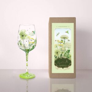 NymphFable Colorful Wine Glass Flower Bird Gragonfly Artisan Painted 15oz Personalised Gift for Best Friend