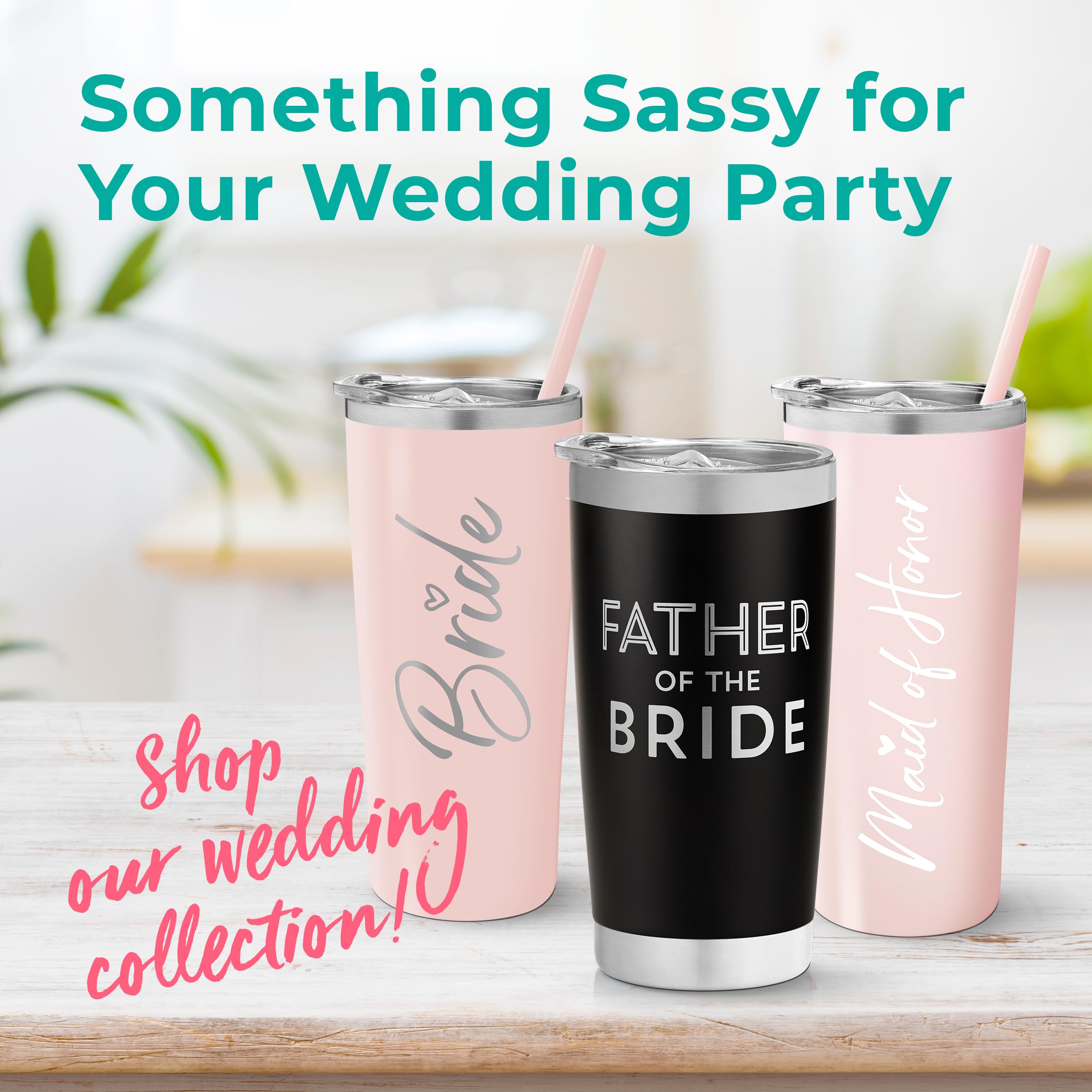 SassyCups Bride Tumbler Cup | Vacuum Insulated Stainless Steel Drink Cup for Bride to Be Gifts | Bridal Shower Gift | Bachelorette Gifts | Engagement Gifts | Valentines Day Gifts