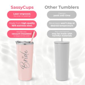 SassyCups Bride Tumbler Cup | Vacuum Insulated Stainless Steel Drink Cup for Bride to Be Gifts | Bridal Shower Gift | Bachelorette Gifts | Engagement Gifts | Valentines Day Gifts