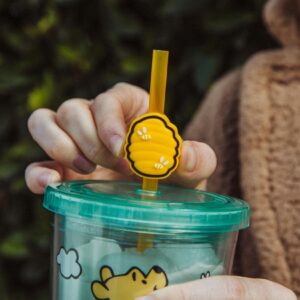 Silver Buffalo Winnie the Pooh Hunny Pot Carnival Cold Cup With Reusable Straw and Leak-Resistant Lid | Holds 24 Ounces