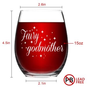 Fairy Godmother Stemless Wine Glass, Godmother Wine Glass from Godchildren, Mother’s Day Wine Glass for Women, Wife, Mom, New Mom, Mom to be