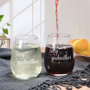 Fairy Godmother Stemless Wine Glass, Godmother Wine Glass from Godchildren, Mother’s Day Wine Glass for Women, Wife, Mom, New Mom, Mom to be