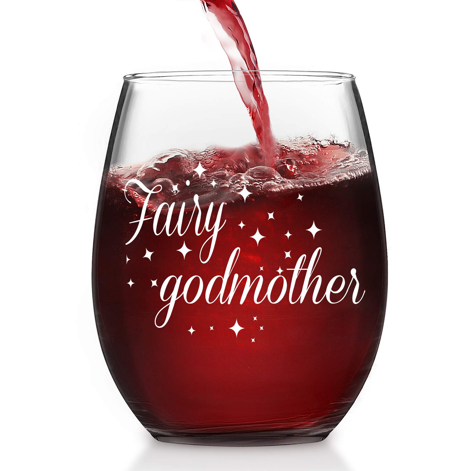 Fairy Godmother Stemless Wine Glass, Godmother Wine Glass from Godchildren, Mother’s Day Wine Glass for Women, Wife, Mom, New Mom, Mom to be