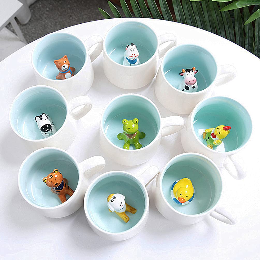 Frog Figurine Ceramics Coffeemugs Funny Teacups - 3D Animal Inside Coffee Mug for Boys Girls Women Men, 12oz