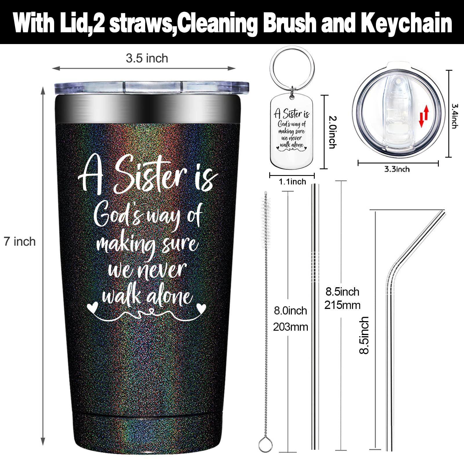 DOEARTE Sister Gifts from Sisters - Sister Birthday Gift Ideas - Christmas, Mothers Day Gifts for Sister, Big Sister, Little Sister - 20oz Sister Tumbler