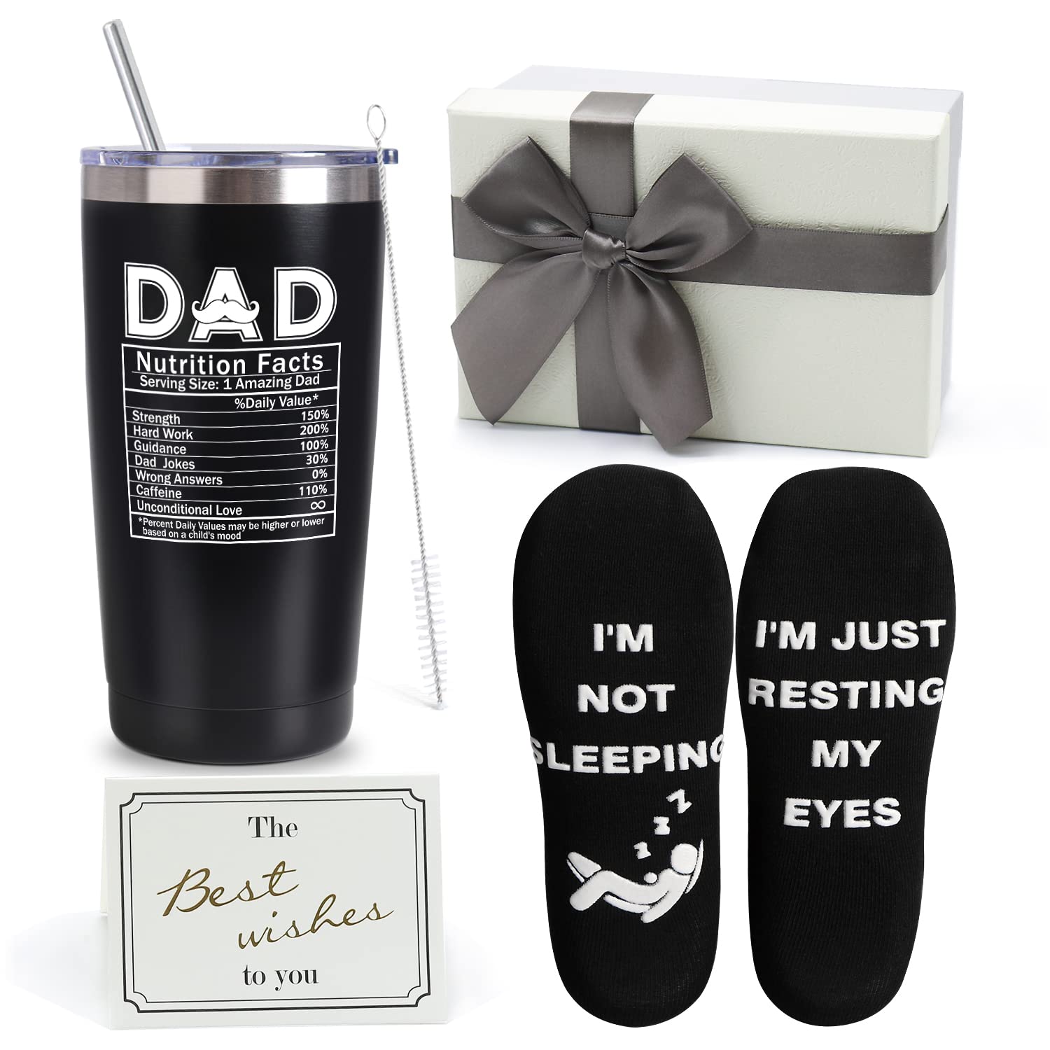 UAREHIBY Gifts For Dad From Daughter,20 OZ Insulated Tumbler Father Day Gifts,Gifts Basket Who have Everything For Husband,Men,Him with Socks