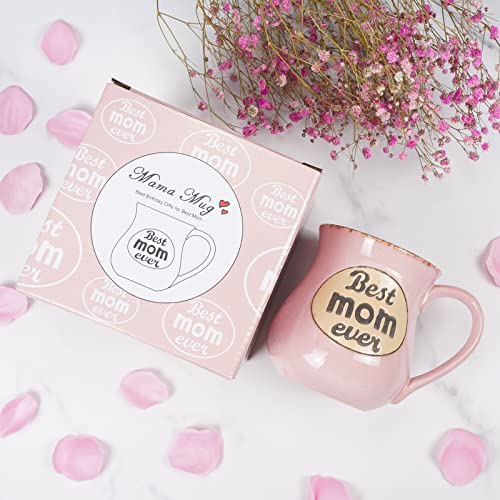 Asmwo Mom Gifts for Women Best Mom Ever Funny Birthday Gifts for Mom New Mom Gifts for Women Mother Wife Pregnant Mom Bonus Mom Christmas Gifts Ideas for Mom 16oz Pink Coffee Mug Mom Coffee Cup