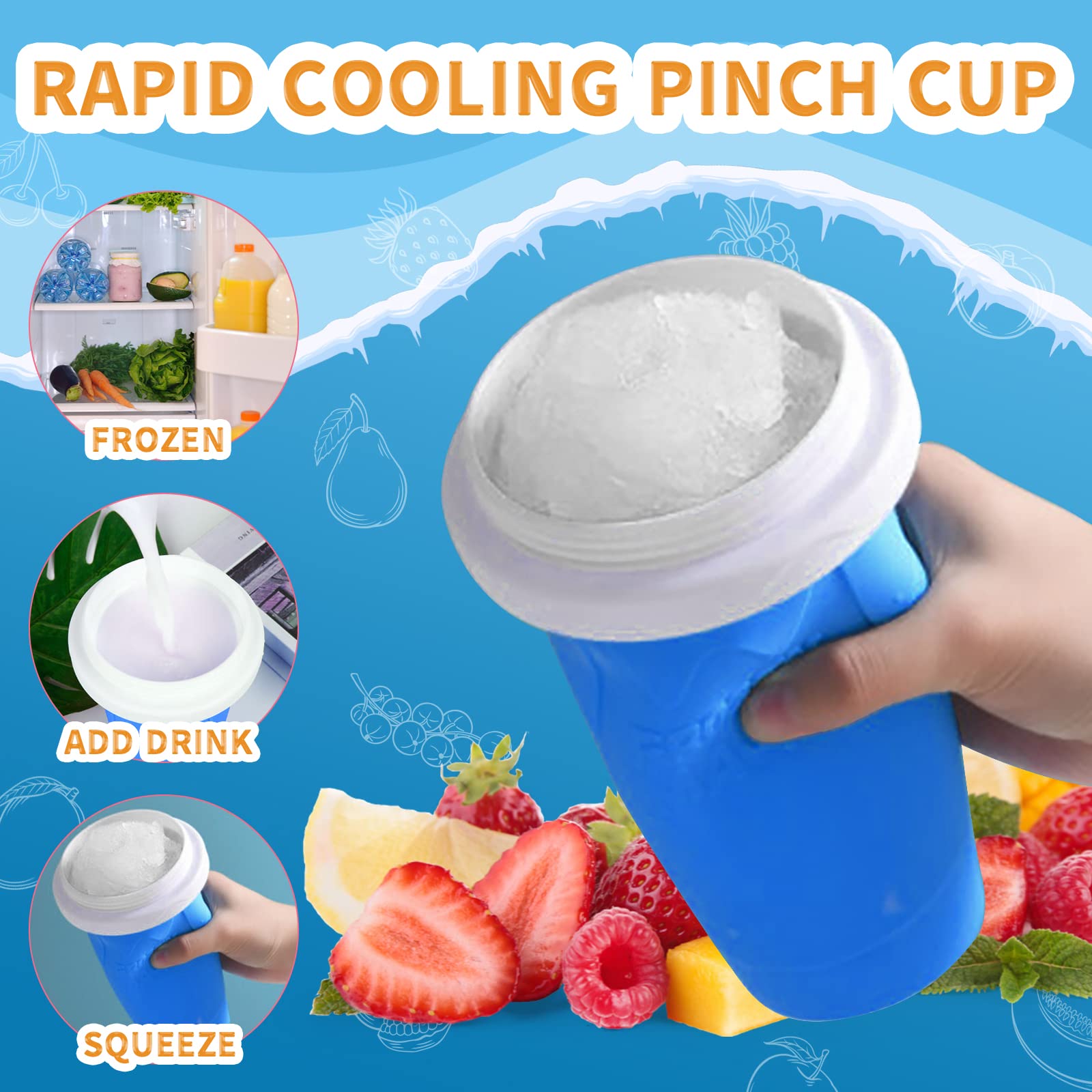 RAUMAXE Slushy Maker Cup, Slushy Cup Maker Ice Cup Frozen Magic Squeeze Cup Slushie Cup Tik Tok Cooling Maker Cup Freeze Mug Silicone Milkshake Smoothie Mug