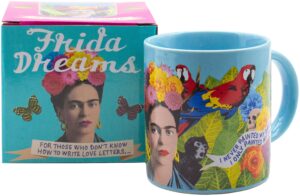 frida kahlo art coffee mug - famous quotes in english and spanish