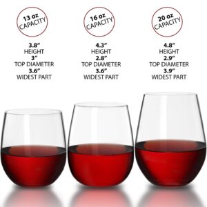 Bravario Unbreakable Stemless Plastic Wine Glasses | Reusable | Shatterproof 100% Tritan Plastic | Dishwasher-Safe | BPA-free | Awesome for Indoor & Outdoor | 16 oz, Set of 8