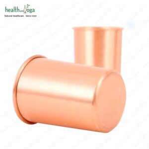 SoulGenie HealthAndYoga™ qCup Pure Copper Tumblers for Drinking - Ayurvedic Health Pure Copper Cups – 2 pcs. set - 250 ml.(8 fl oz) (Plain)