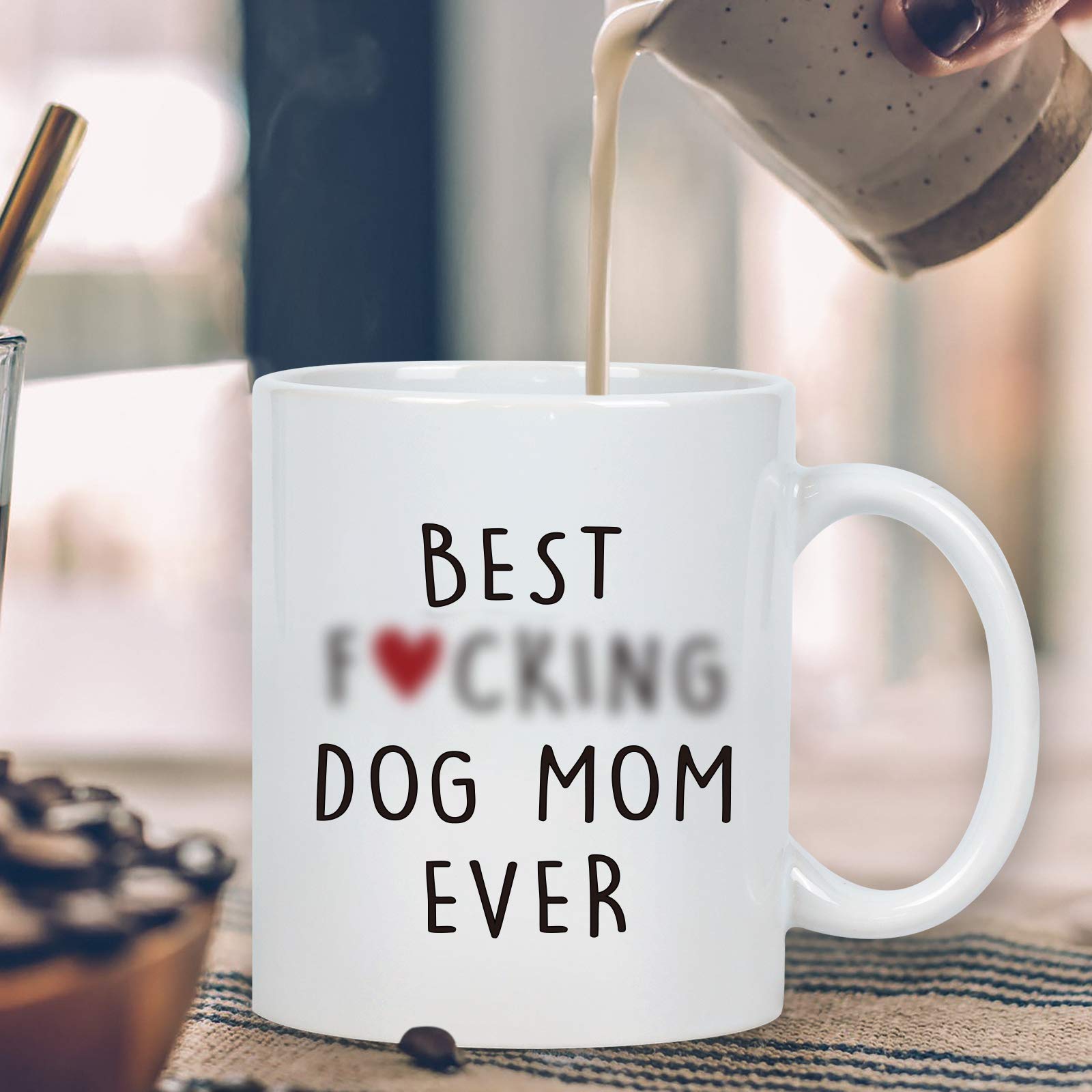 Cabtnca Best Dog Mom Ever Mug, Mothers Day Gifts for Mom from Daughter Son, Birthday Gift for Mom, Funny Coffee Mug for Mom, Novelty Gifts for Dog Lovers Dog Mom, Mom Mug 11Oz