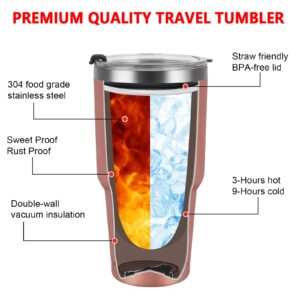 GINGPROUS Mama Bear Travel Tumbler, Mother's Day Birthday Christmas Gifts for Best Mom Mother New Mom Mom to Be Mama, Stainless Steel Insulated Travel Tumbler with Lid and Straw(30 Oz, Rose Gold)