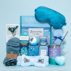 birthday gifts for women,blue gift basket for women friendship gift relaxing gift set,best friend gift unique gift ideas for women,women gift box for mom sister wife girlfriend mother's day gift