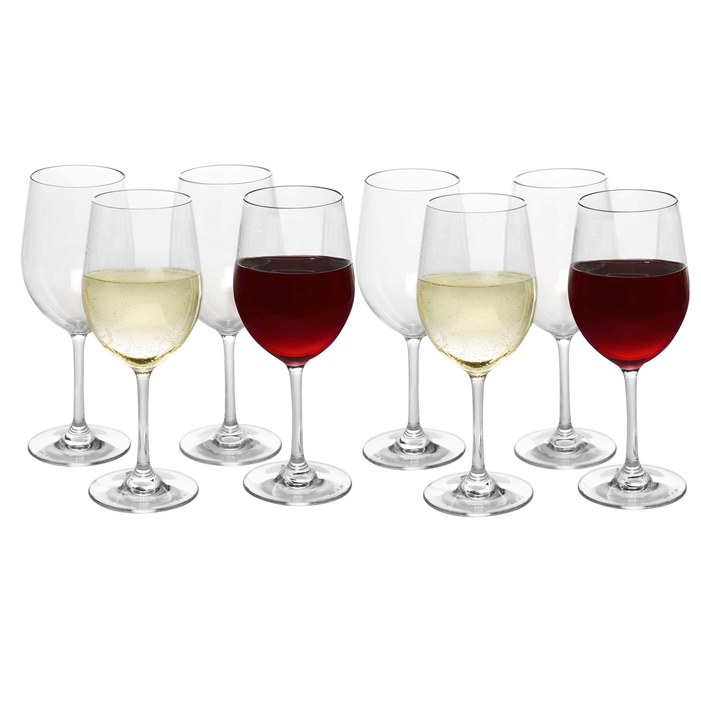 D'Eco Unbreakable 12 oz Stemmed Wine Glasses (Set of 8) - Reusable Shatterproof Sangria and Wine Clear Glassware - Perfect Glasses for Hosting & Entertaining Parties - Valentine's Day Gift for Her