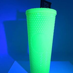 Starbucks 24 oz Double Wall Glow in the Dark Black Light UV Slime Green Cold Cup Tumbler