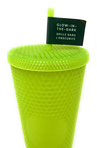 Starbucks 24 oz Double Wall Glow in the Dark Black Light UV Slime Green Cold Cup Tumbler