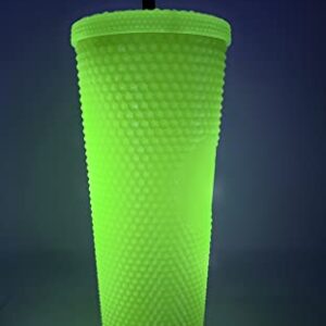 Starbucks 24 oz Double Wall Glow in the Dark Black Light UV Slime Green Cold Cup Tumbler