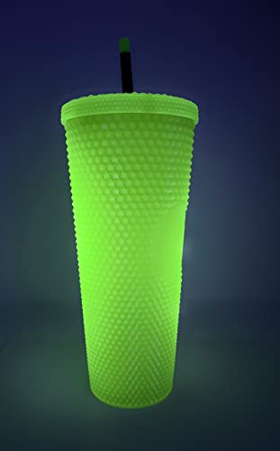 Starbucks 24 oz Double Wall Glow in the Dark Black Light UV Slime Green Cold Cup Tumbler