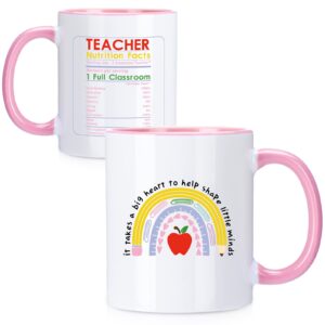 zopeal teacher gifts coffee mug it takes a big heart coffee mug teacher appreciation gifts coffee cups for women men teacher christmas graduation end of year thank you birthday gifts(pink, white)