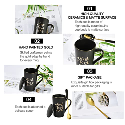 Gifts for Mom - Best Mom Ever Coffee Mug - Best Mom Mother Gifts - Mothers Day Christmas Gift from Daughter Son - Women Mom Gifts for Mom Mother - Mom Mug Cup 14Oz with Gift Box Packing Spoon Black