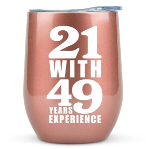 70th Birthday Gifts for Women – 12oz Wine Tumbler Mug – Unique Funny, Gift for Her, Turning 70