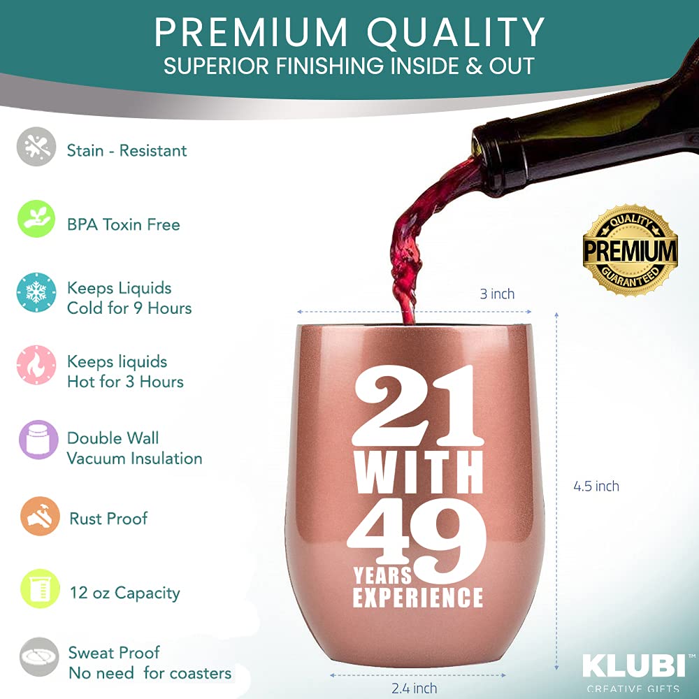 70th Birthday Gifts for Women – 12oz Wine Tumbler Mug – Unique Funny, Gift for Her, Turning 70