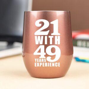 70th Birthday Gifts for Women – 12oz Wine Tumbler Mug – Unique Funny, Gift for Her, Turning 70