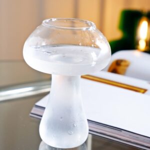 Mushroom Glass Cup, Set of 2, 8.5Oz, Wine Glass, Juice Glasses Cocktail Mug, Crystal, For Cold or Hot drinks, For Parties, Wedding, BBQ, Gifts